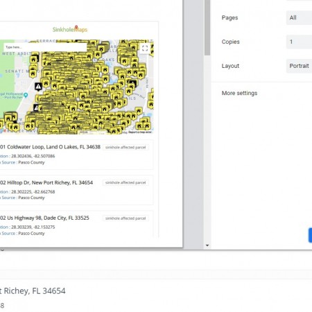 Print Map Feature Is Now Live! | Interactive Sinkhole Maps